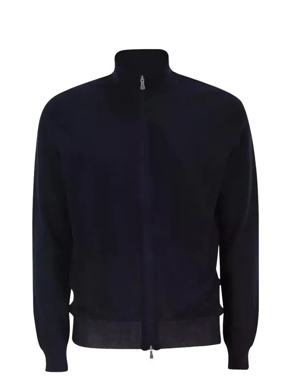 VIADESTE Zip-up Knit Sweatshirt - Blue