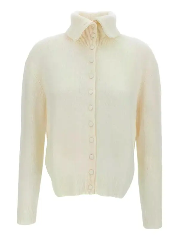 LISA YANG Mock Neck Button-up Sweater - White
