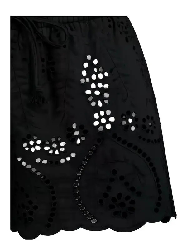 Natalie Martin Jasper Broderie-anglaise Beach Shorts - Black