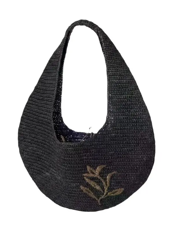 GABRIELE FRANTZEN Floral-embroidered Shoulder Bag - Black