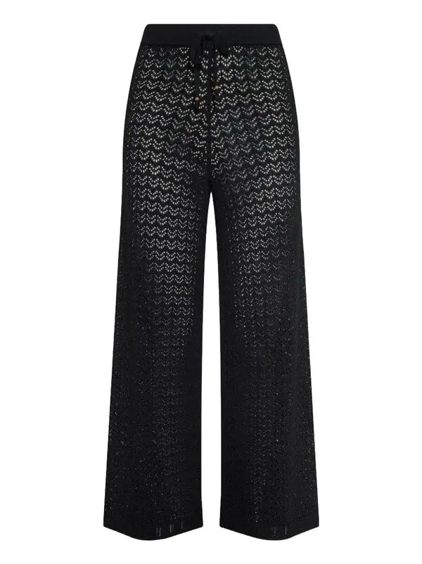 L'Agence Gaelle Pointelle-knit Trousers - Black