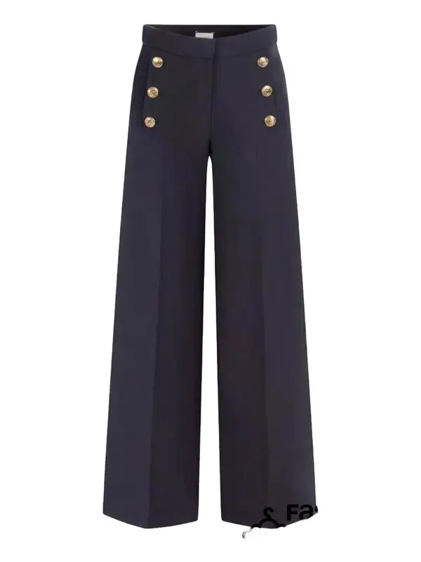 Seductive Bridget Button-embellished Trousers - Blue