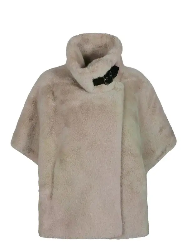 Pinko Faux-fur Buckle-detail Jacket - Neutrals