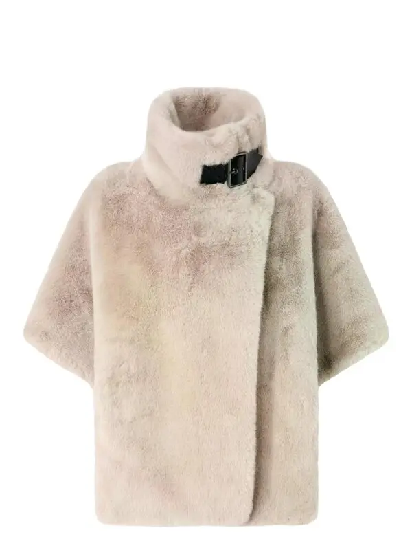 Pinko Faux-fur Buckle-detail Jacket - Neutrals
