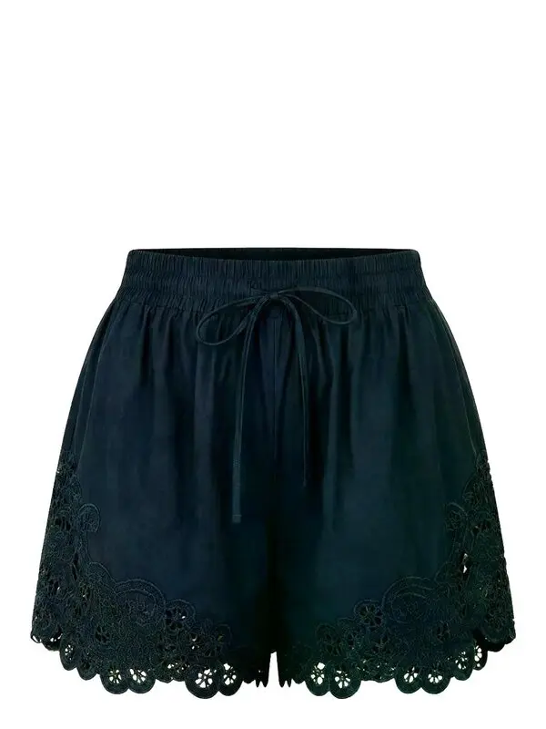 Veronica Beard Vivaldi Lace-embroidered Shorts - Blue