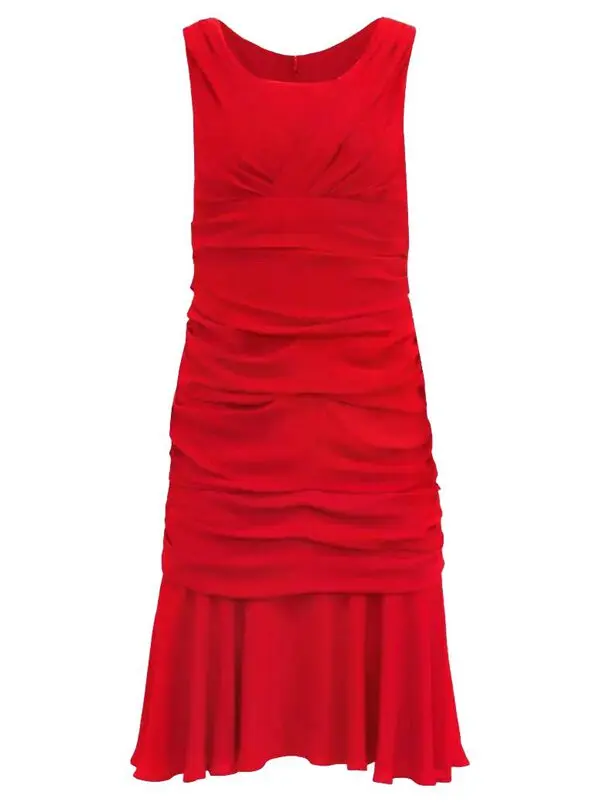 Dolce & Gabbana Silk Draped Midi Dress - Red