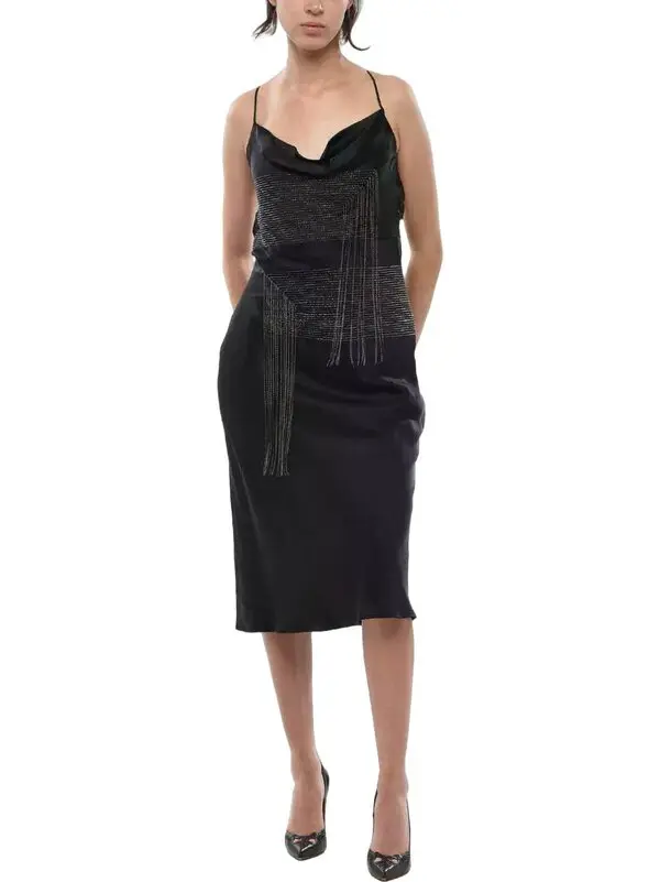 Stella McCartney Midi Satin Slip Dress With Jewel Embellishment - Black