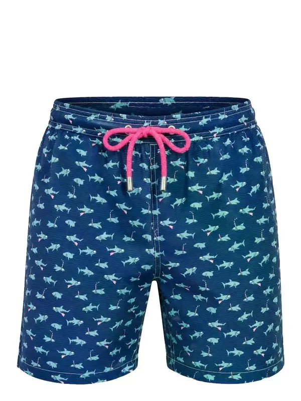 MC2 SAINT BARTH Shark Print Swim Shorts - Blue
