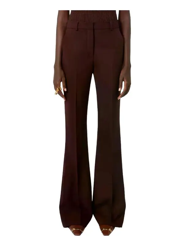 Sportmax Pressed Crease Flared Trousers - Brown