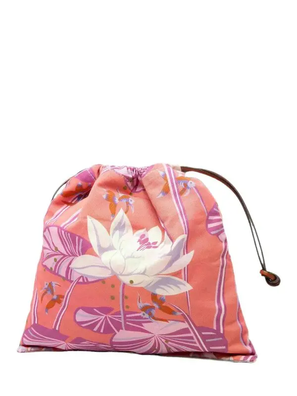Loewe Canvas Pouch With Waterlily Print - Pink