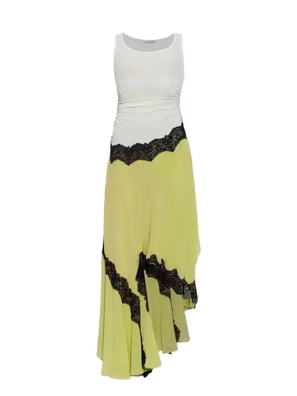 Christopher Esber Lace-insert Asymmetric Hem Tank Dress - Yellow