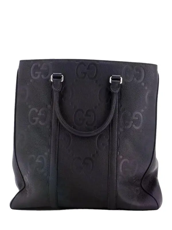 Gucci Jumbo Gg Embossed Leather Medium Tote Bag - Black