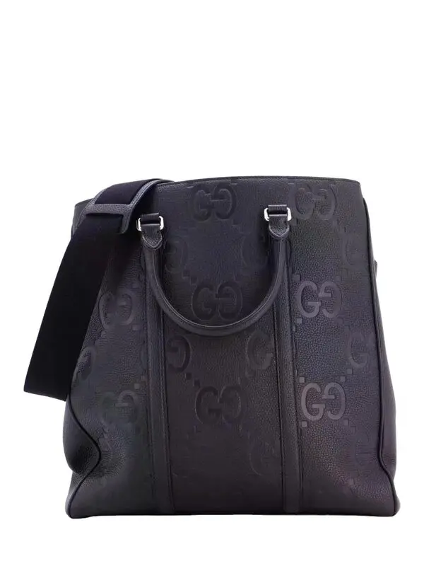 Gucci Jumbo Gg Embossed Leather Medium Tote Bag - Black