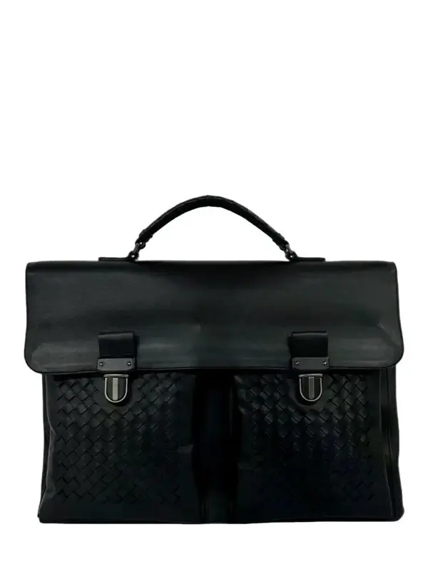 Bottega Veneta Intrecciato Trimmed Nappa Business Bag - Black