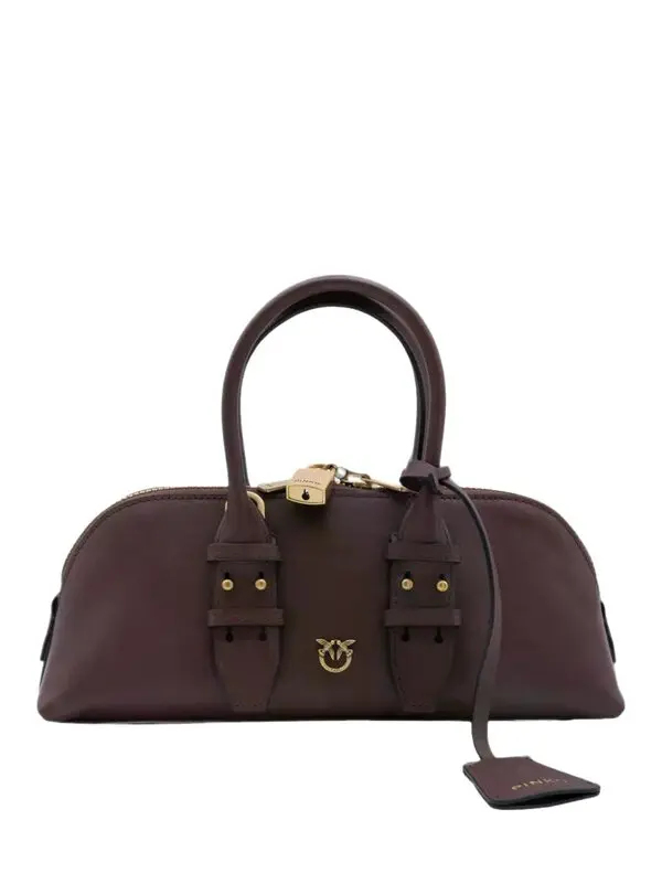 Pinko Leather Shoulder Bag With Gold Tone Hardware - Brown