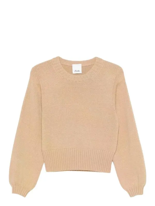 ALLUDE Ribbed-trim Long-sleeve Sweater - Neutrals