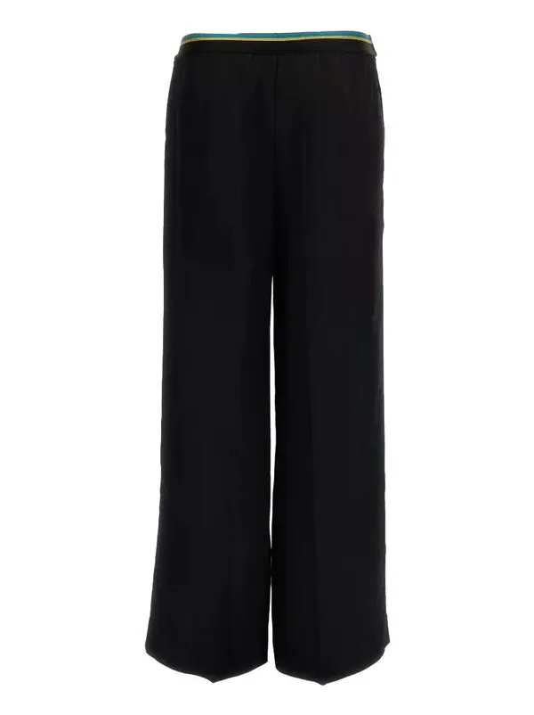 Plan C Straight-leg Elasticated Waistband Trousers - Black