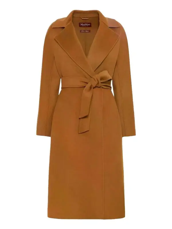 Max Mara Wool, Cashmere And Silk Long Wrap Coat - Brown