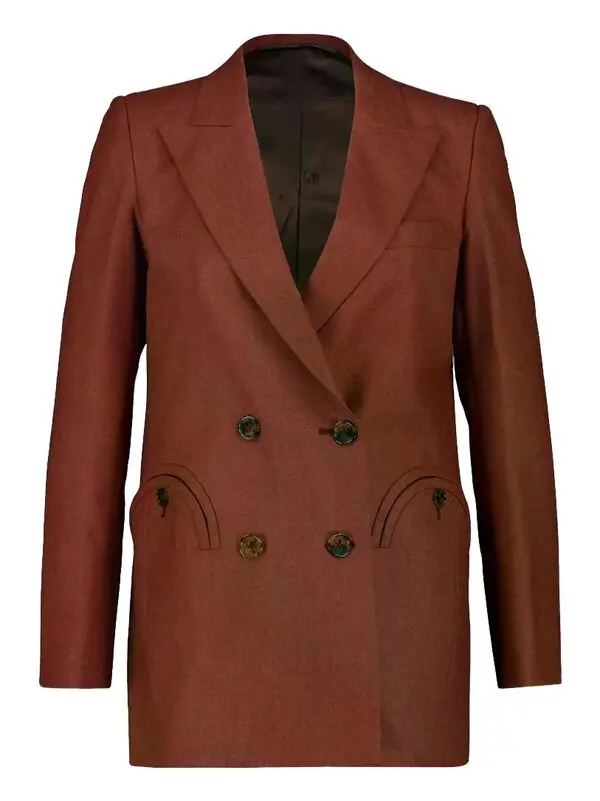 BLAZÉ MILANO Double-breasted Peak Lapel Blazer - Brown