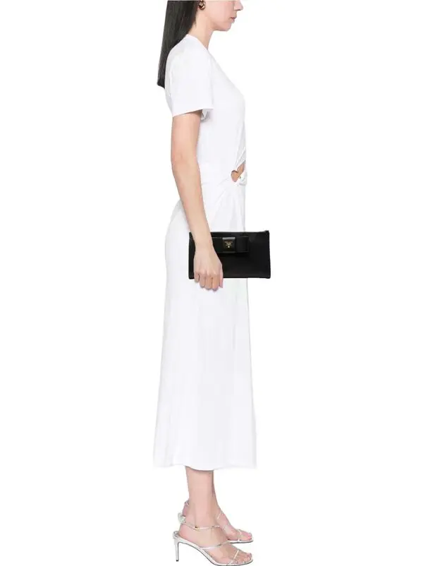 Prada Saffiano Leather Bow Clutch Bag - Black