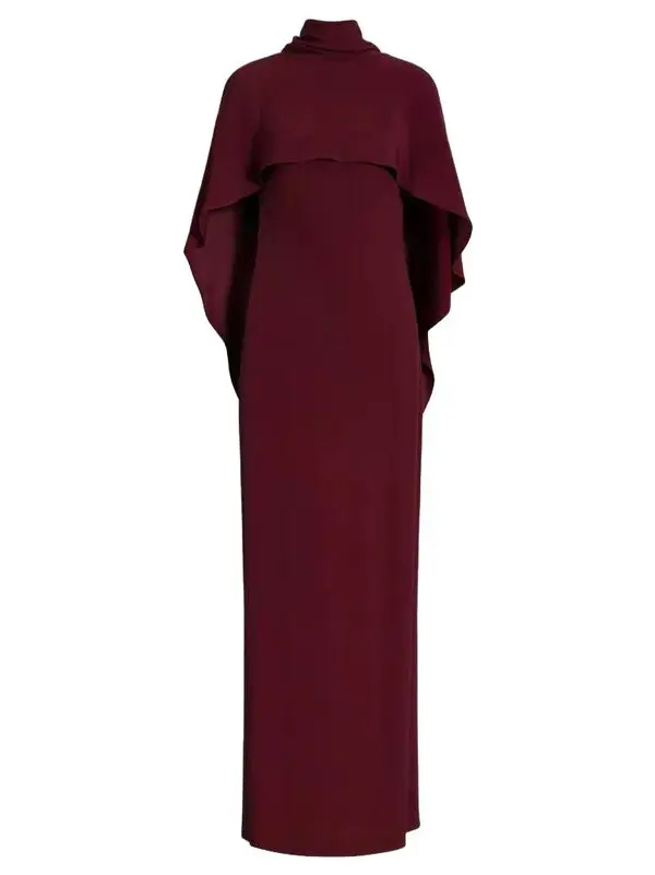 Alberta Ferretti Cape Detail High Neck Maxi Dress - Red