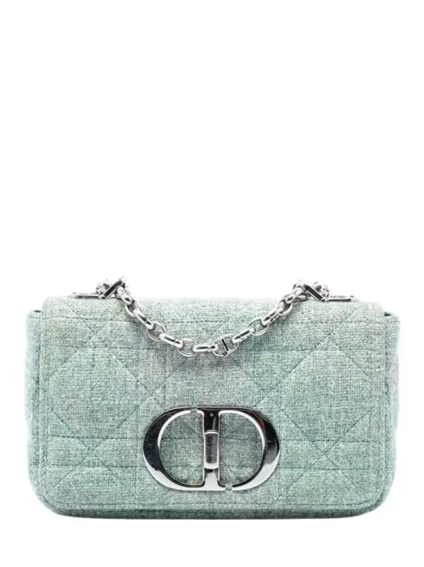 Dior 2022 Small Tweed Macrocannage Caro Bag - Green