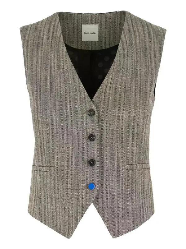 Paul Smith Tailored Waistcoat With Polka Dot Back - Grey