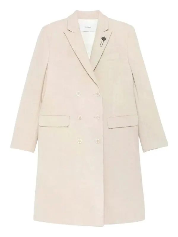 LARDINI Double-breasted Wool Coat - Neutrals