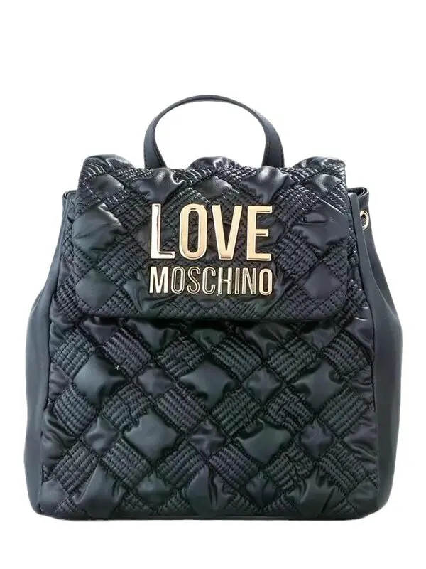 Moschino Quilted Logo Plaque Backpack - Black