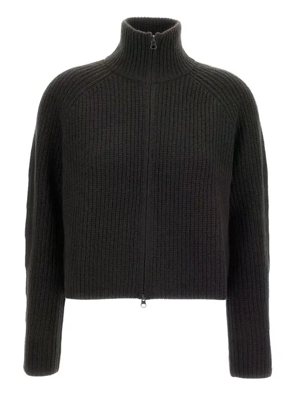 LISA YANG Heavy-knit Zip-up Sweater - Black