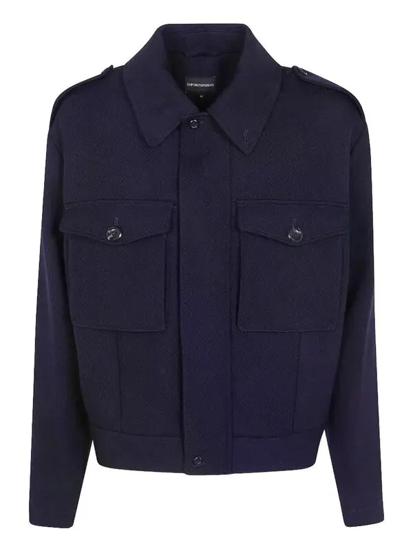 Emporio Armani Button-up Wool Jacket - Blue