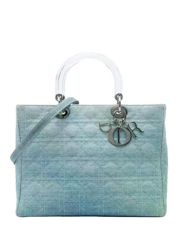 Dior Large Denim Lady Satchel - Blue
