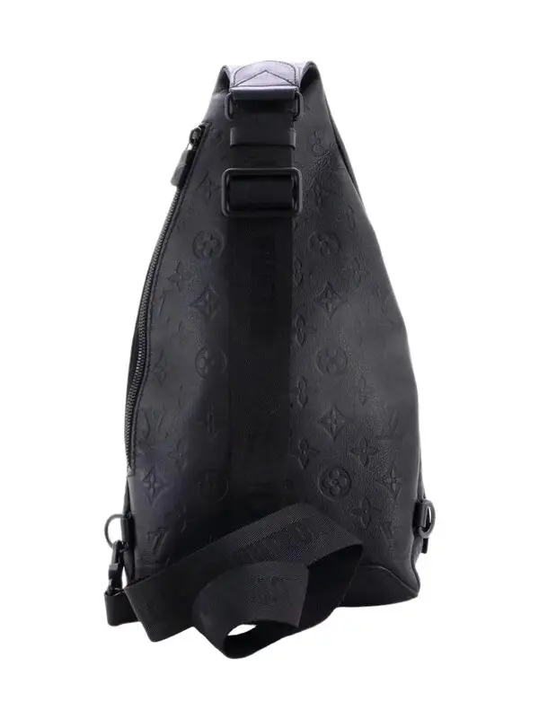 LOUIS VUITTON Duo Sling Bag Monogram Shadow Leather Crossbody Bag - Black
