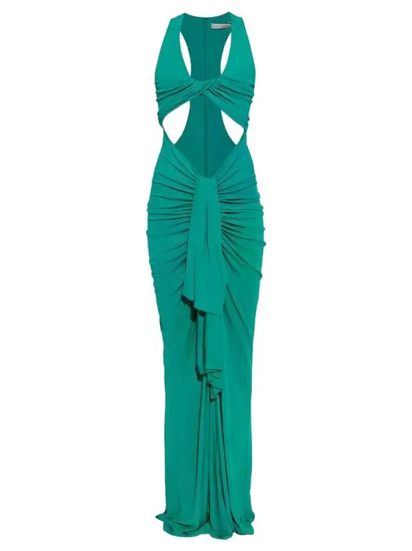 Christopher Esber Vivenda Maxi Draped Cutout Dress - Green