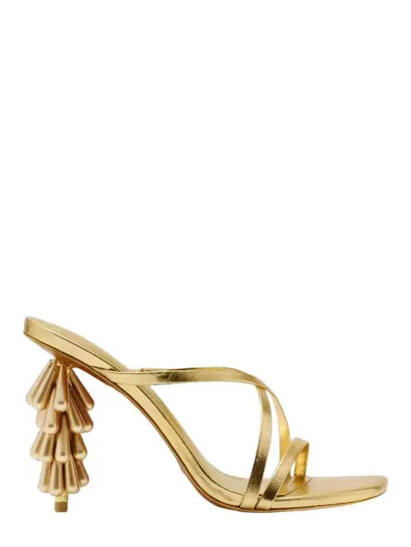 Cult Gaia Sage Beaded Stiletto Sandals - Gold