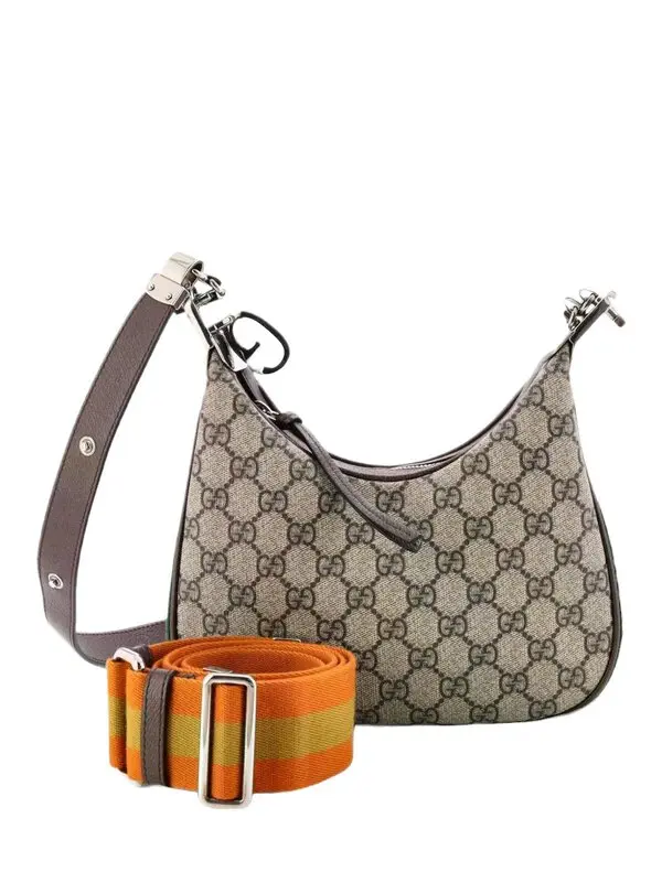 Gucci Attache Shoulder Bag Gg Coated Canvas Small Hobo Bag - Brown