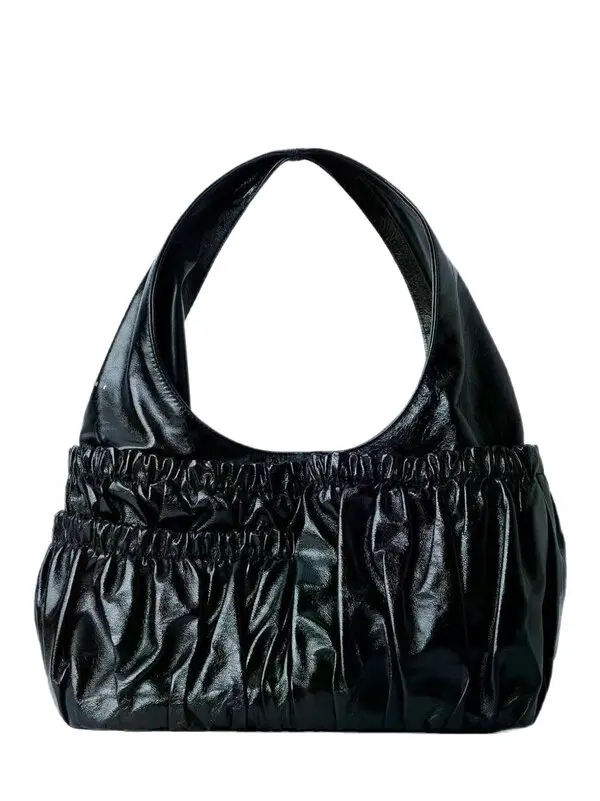 Marni Gathered Leather Tote Bag - Black