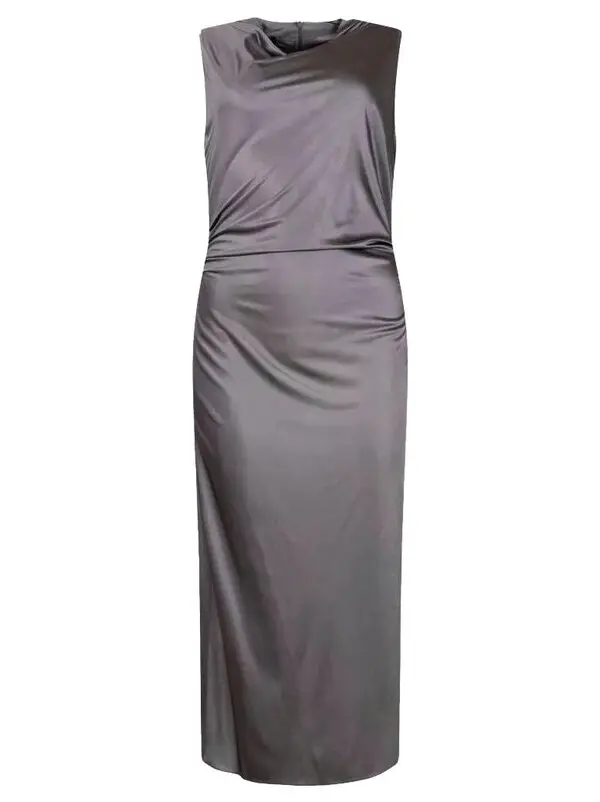Pinko Sleeveless Gathered Midi Dress - Grey
