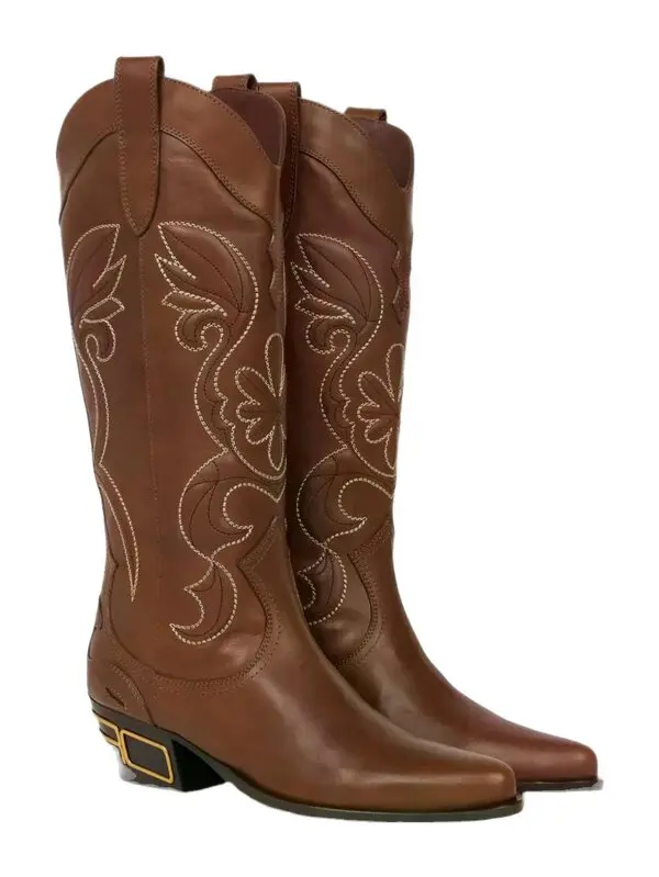 Etro Texan-style Leather Boots - Brown