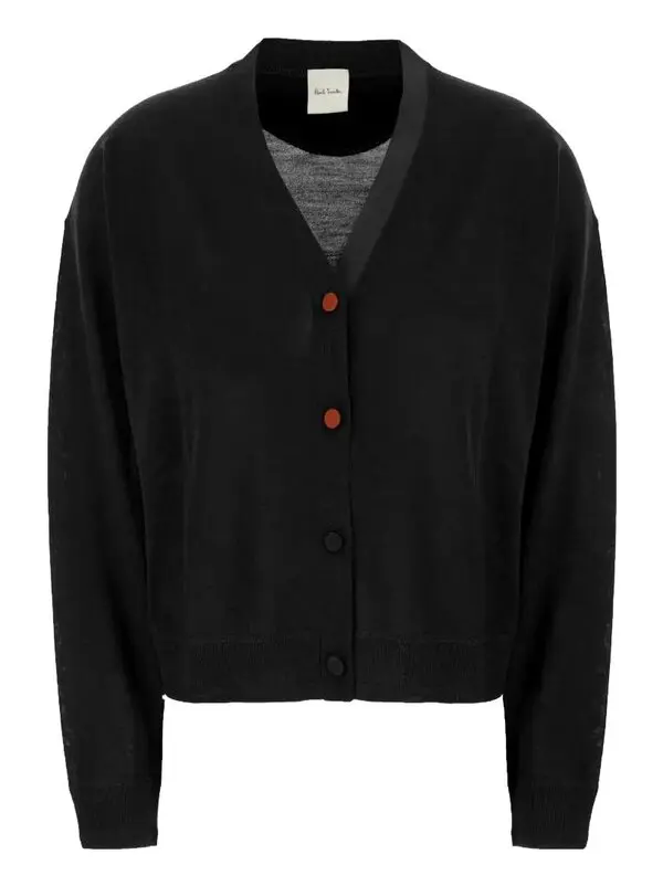 Paul Smith Contrast Button V-neck Cardigan - Black