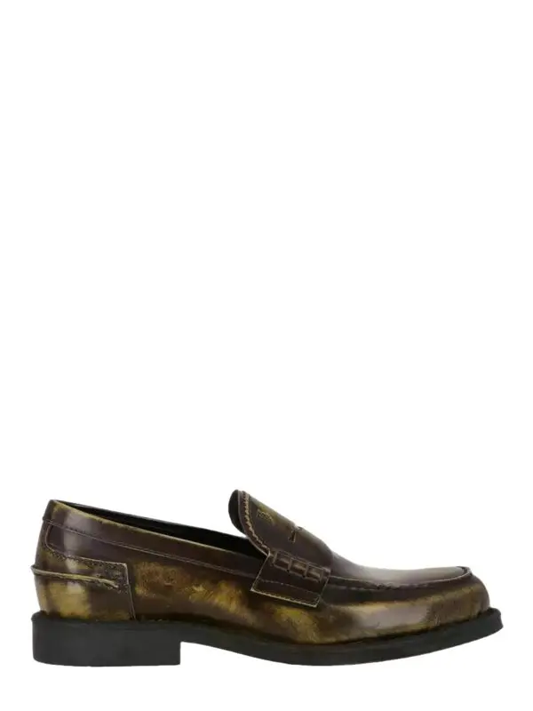 TOD'S Burnished Leather Loafers - Brown