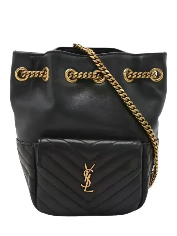 Saint Laurent Mini Chevron Lambskin Bucket Bag - Black