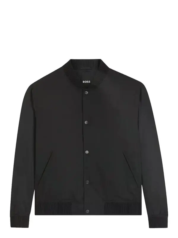 BOSS Water-repellent Jacket With Monogram-pattern Sleeves - Black