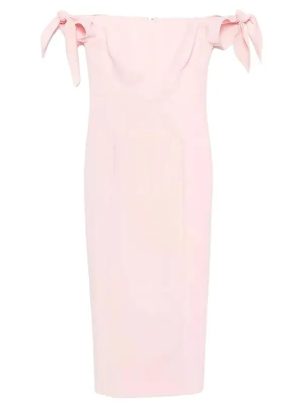 Carolina Herrera Off-shoulder Bow Detail Midi Dress - Pink