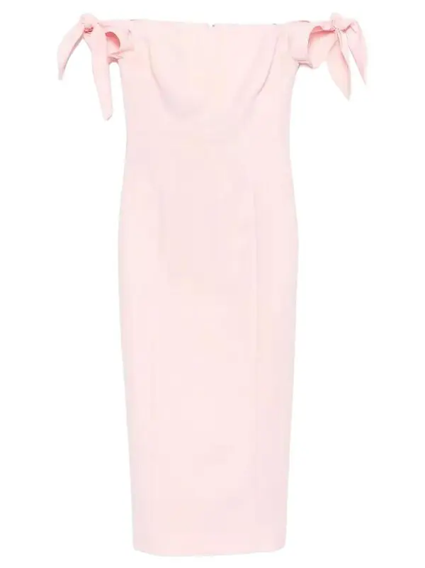 Carolina Herrera Off-shoulder Bow Detail Midi Dress - Pink