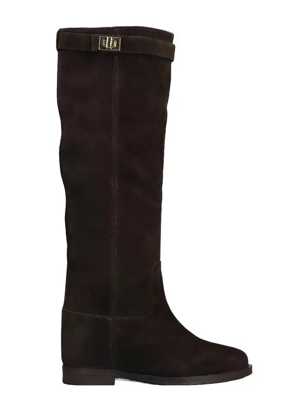 VIA ROMA 15 Suede Inner-wedge Knee-high Boots - Brown