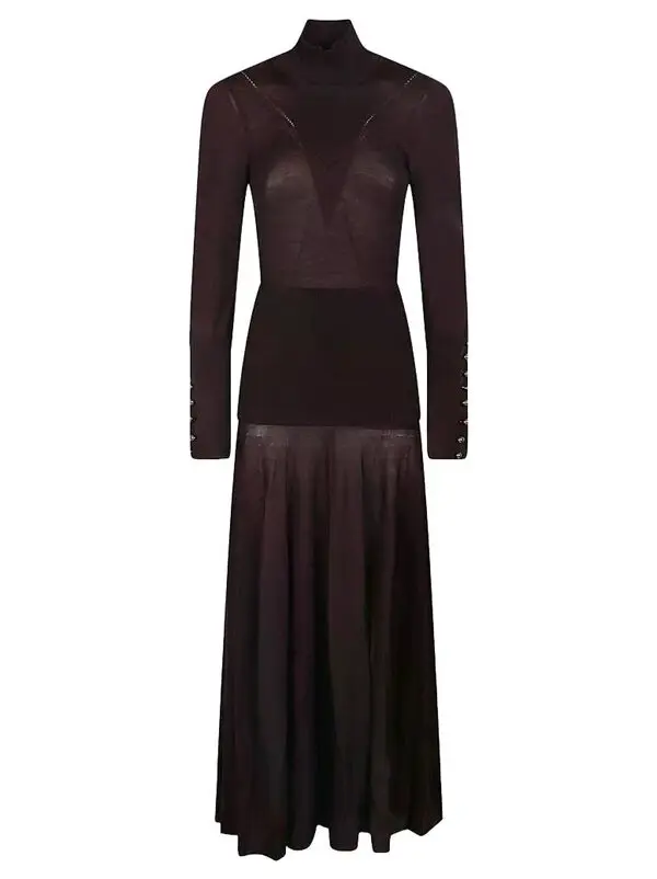 Rabanne Button-cuff Knitted Midi Dress - Purple