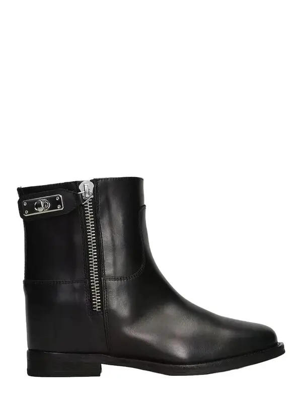 VIA ROMA 15 Zip-fastening Internal Wedge-heel Ankle Boots - Black