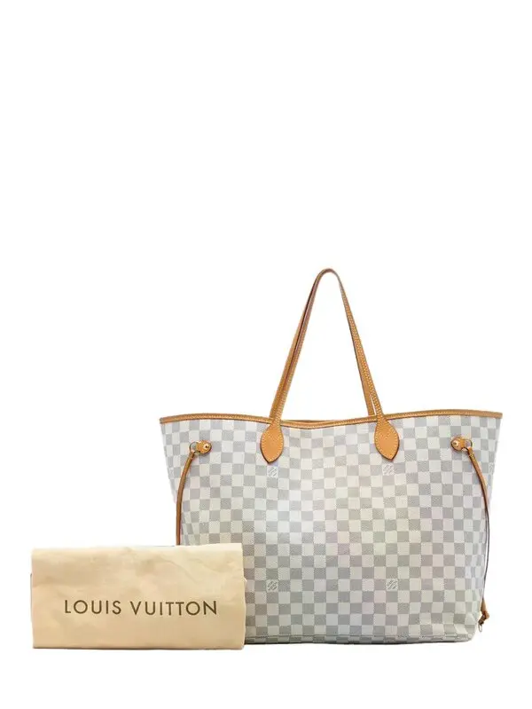 LOUIS VUITTON Damier Azur Neverfull Gm Tote Bag - White