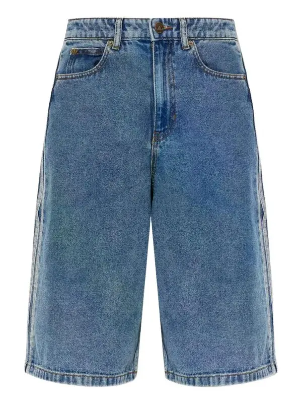 Adidas Denim Shorts With Signature 3-stripes - Blue